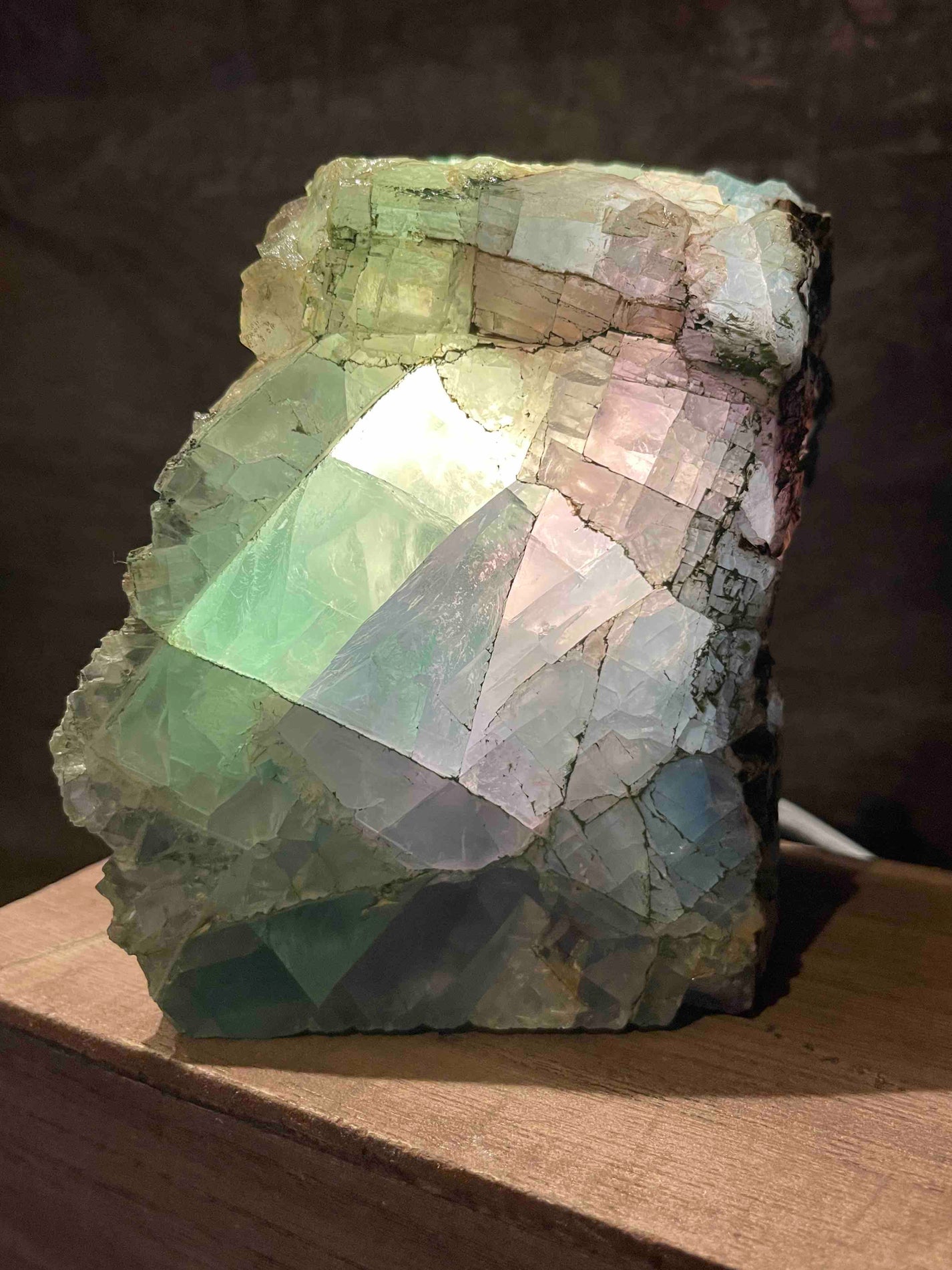 Gemmy Green + Purple Mexican Fluorite Lamps – Cyan Moon Crystals