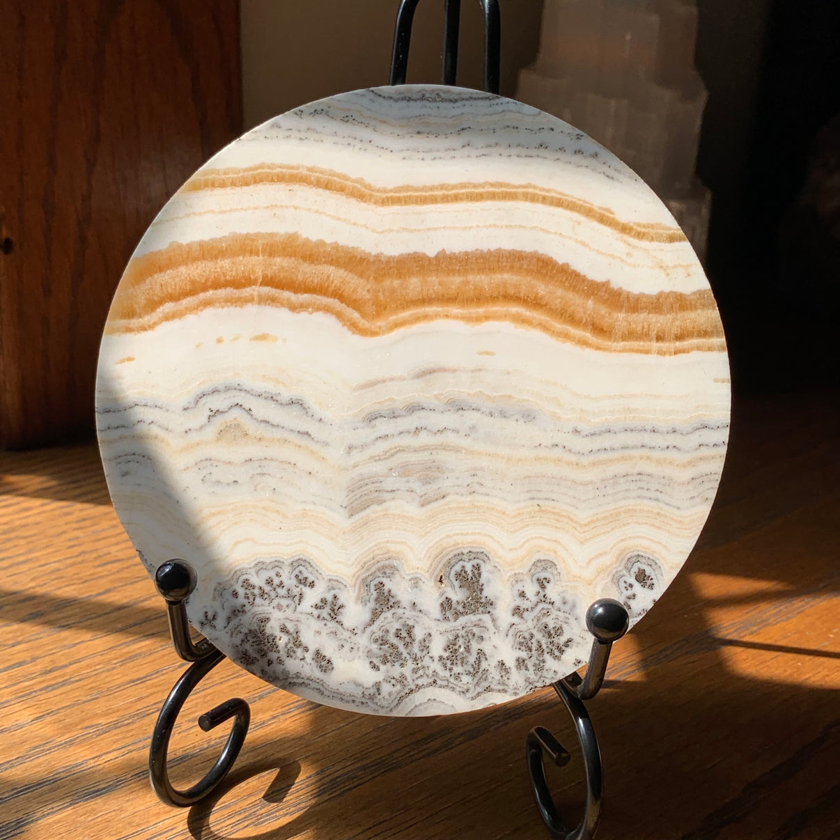 Dendritic Banded Orange Calcite Slabs – Cyan Moon Crystals